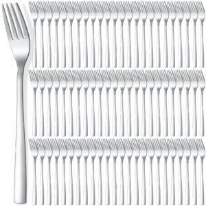 minatee 100 pieces dinner forks bulk set 6.9 inches stainless steel metal forks silverware flatware fork salad forks table fork mirror polished for home kitchen restaurant eating silverware utensils