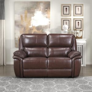 lexicon brim wall-hugger manual double lay flat reclining loveseat, brown