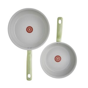 t-fal simply cook recycled fry pan set, 2 piece, green