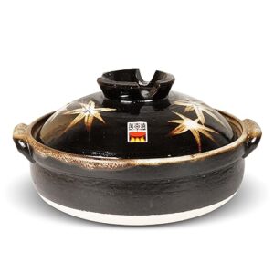 yokkaichi banko-yaki donabe clay pot : elegant autumn leaf earthenware pot – microwave and oven safe－perfect for stewed & hot pot dishes, made in japan (8)