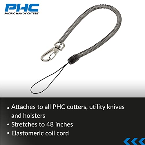 Pacific Handy Cutter CL36 Clip-On Coil Lanyard, For Utility Knives, Safety Cutters, and Hand Tools, Extends to 48 Inches, Safe Tool Retention (Pack of 2)