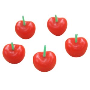 5 pcs cherry shaped birthday candles, cute fruit shaped candles, cherry cake decorations cake cupcake topper for birthday party wedding supplies