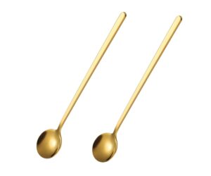 izelokay 6.7 inches 304 stainless steel mixing spoons, stirring spoons, tea spoons, gold teaspoons, ice tea spoons, set of 2 (gold)