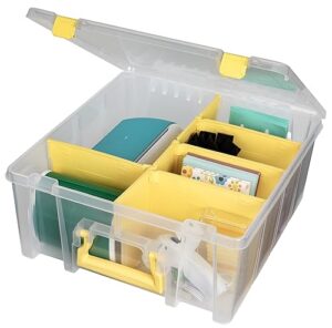 artbin super satchel compartment box - stackable durable art storage with 8 removable compartments, smart closure, and portable design for craft supplies, threads, ribbons, paint tubes