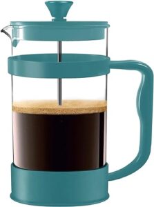 kitchen accessories espresso and tea french press with triple filters, 34 ounce (color: aqua)