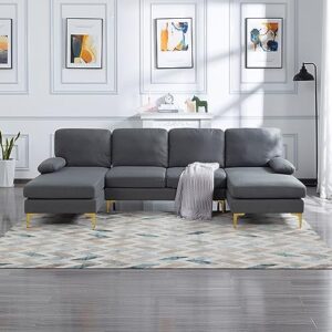 ommgg 107.9” u shaped sectional sofa with double extra wide chaise, seat cushions & removable back, for living room, office, apartment