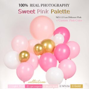 Pink Gold Balloon garland kit 135Pcs Pastel Pink and Gold white balloons for Girl baby shower women Sweet 16/21th Birthday Mother's Day Party Princess theme Decorations