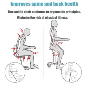 SFKLYU Adjustable Split Seat Saddle Stool, Ergonomic Saddle Stool Medical Dental Stool for Dental, Lab, Salon Massage, Home and Office,B