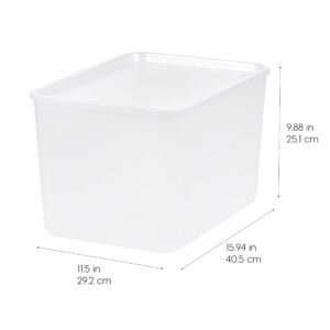 IRIS USA Plastic Basket Bin with Lid, 4-Pack, Stackable Lidded Storage Organizer Basket for Office Closet and Bedroom, Easy to Clean, Pearl