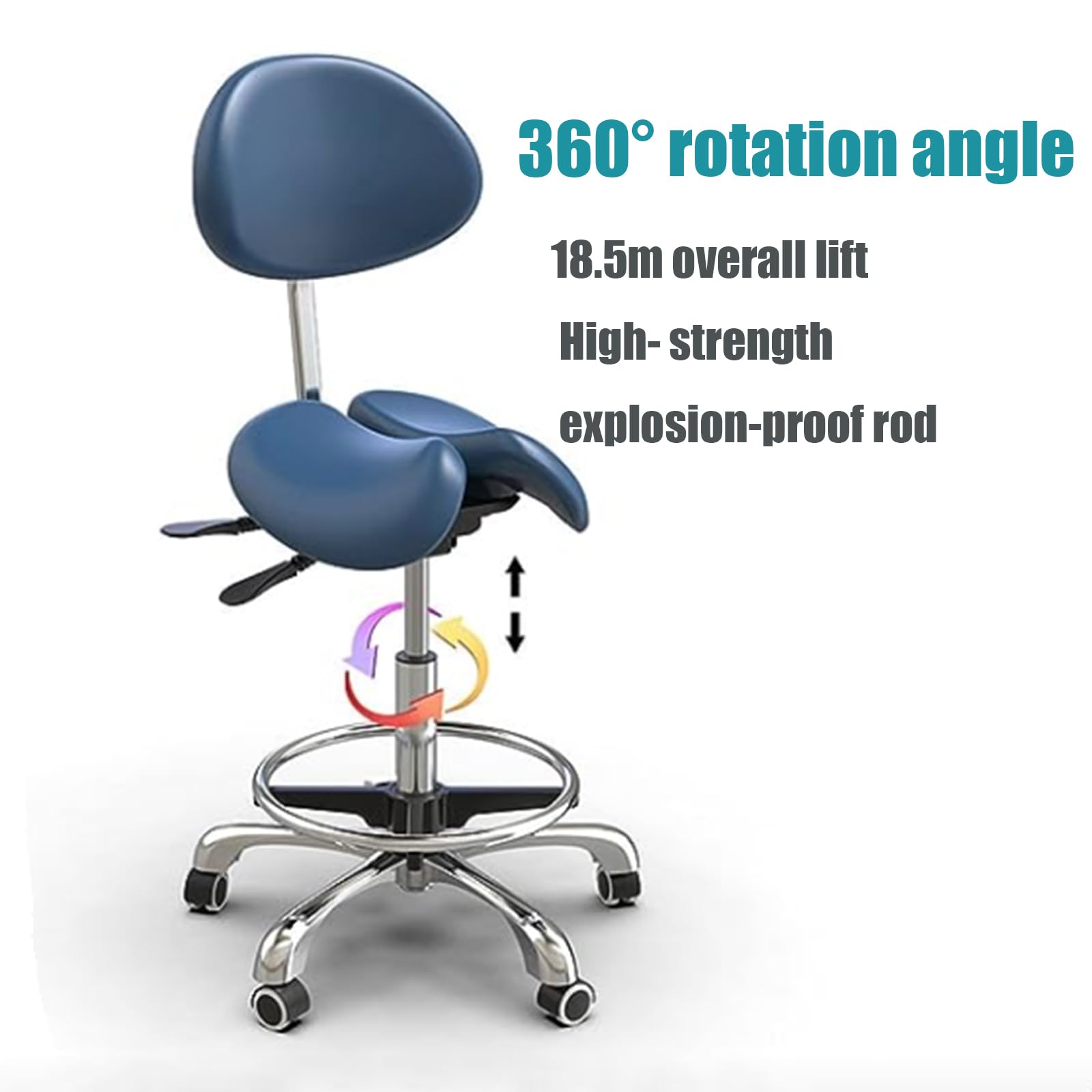 SFKLYU Adjustable Split Seat Saddle Stool, Ergonomic Saddle Stool Medical Dental Stool for Dental, Lab, Salon Massage, Home and Office,B