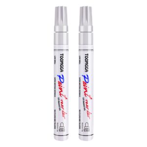 white paint pens permanent paint markers - 2 pack oil based marking pens, medium point, quick drying and waterproof paint pens for rock painting car tyre metal, plastic, canvas, wood, glass