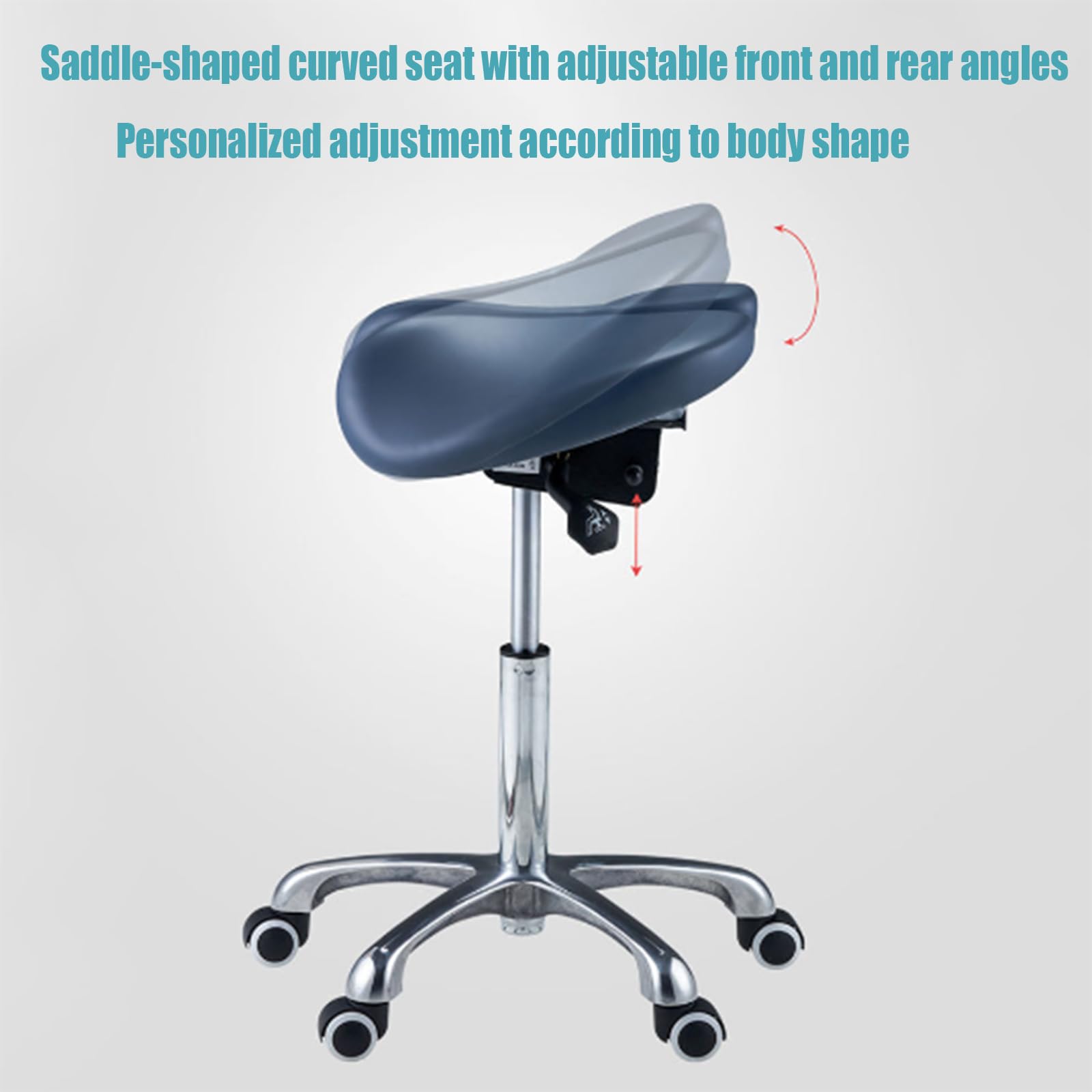 SFKLYU Adjustable Split Seat Saddle Stool, Ergonomic Saddle Stool Medical Dental Stool for Dental, Lab, Salon Massage, Home and Office,B