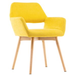 YEEFY Desk Chair No Wheels Vanity Chair Makeup Chair Comfy Accent Chair for Living Dining Room Bedroom Home Office Mid Century Modern Upholstered Arm Chair Sofa Chair (Yellow, 1)