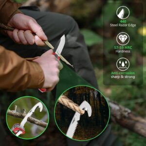 YiMai Pocket Knife, Multipurpose folding knife with Serrated Blade and Seatbelt Cutter - Work Camping Survival Hiking Gardens Trimming Pocket Knives (Hei&Hong)