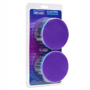 WEST HORSE Synthetic Clay, 2-Pack Hand Clay Bar Pad for Car Auto Detailing, Cleansing, Paint Surface Prep Tool for Waxing & Polishing (Blue Purple)