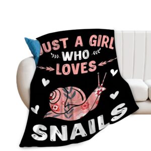 snail blanket cozy plush just a girl who loves snails throw blanket flannel fleece ultra soft fuzzy party blankets gifts for adult kids boys girls women men 50"x40"