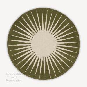 Restoration and Renovation Modern Round Area Rug – Hand-Tufted with 100% NZ Wool, Thick & Soft Circular Carpet for Living Room, Bedroom & Dining Room Decor (4' Round, Moss Green)