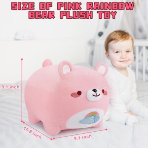 Auspicious beginning Pink Bear Plush Pillows-16'' Bear Plush Rainbow Bear Plushie, Cute Bear Anime Plush Stuffed Animals, Panda Plushies, Gifts for Girlfriend, Gifts Birthday Gifts for Kid