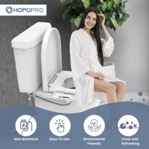 HOPOPRO Bidet Attachment for Toilet, Non-Electric Bidet Ultra-Slim Dual Nozzle (Feminine/Rear Wash), Fresh Cold Water Sprayer Bidets for Existing Toilets with Adjustable Pressure Control 1-Min Install