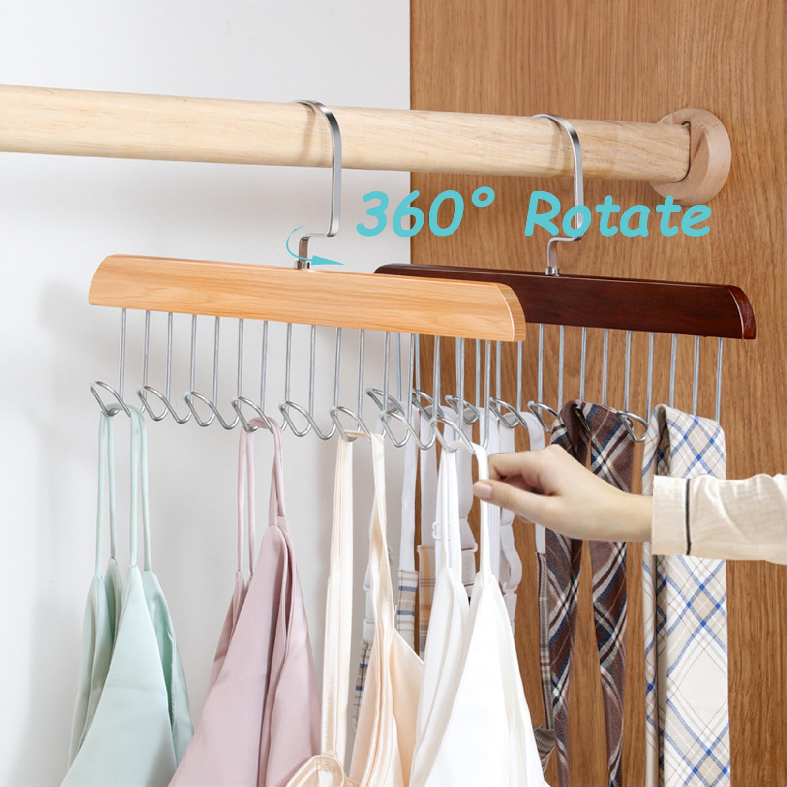 Anti Slip Multi Hook Coat Racks 4 Pack 360 Degree Space Saving Hangers with 8 Hooks, Multifunctional Non-Slip Storage Hangers, Hanger with Multiple Hooks for Ties, Scarves, Socks