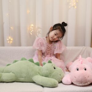 XMV 31 inch 5 lbs Dinosaur Weighted Stuffed Animals, Large Weighted Plush Animal, Cute Plush Toy Pillow, Soft Dino Plushie Gifts for Adults, Kids, Boys and Girls (Green)