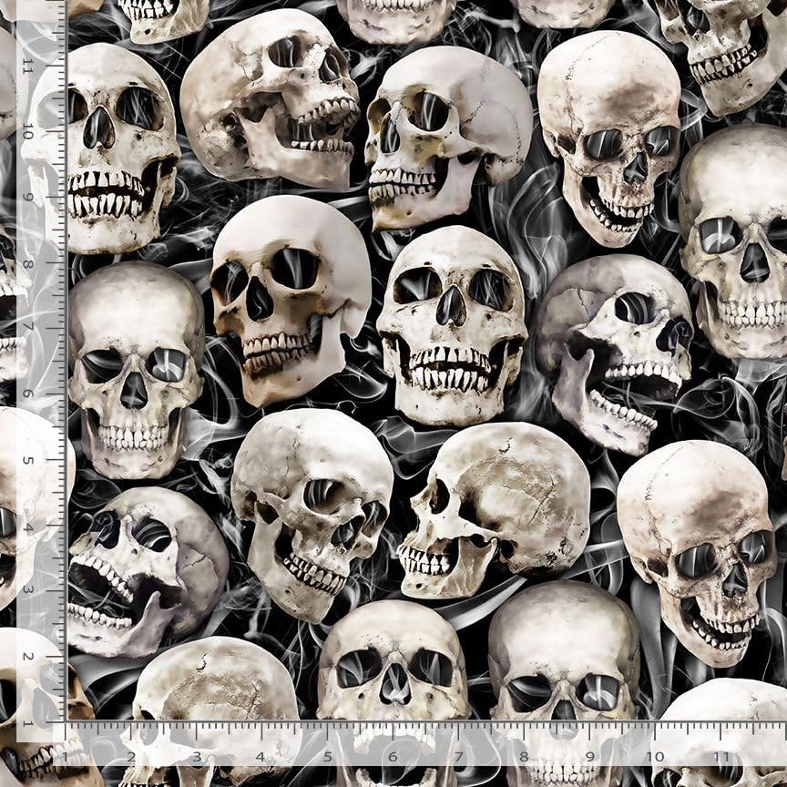 Timeless Treasures Wicked Skulls Skeletons Cotton Fabric by The Yard