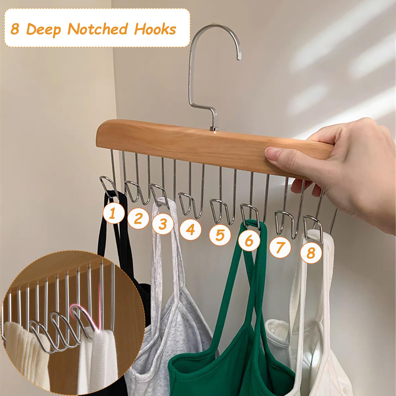 Anti Slip Multi Hook Coat Racks 4 Pack 360 Degree Space Saving Hangers with 8 Hooks, Multifunctional Non-Slip Storage Hangers, Hanger with Multiple Hooks for Ties, Scarves, Socks