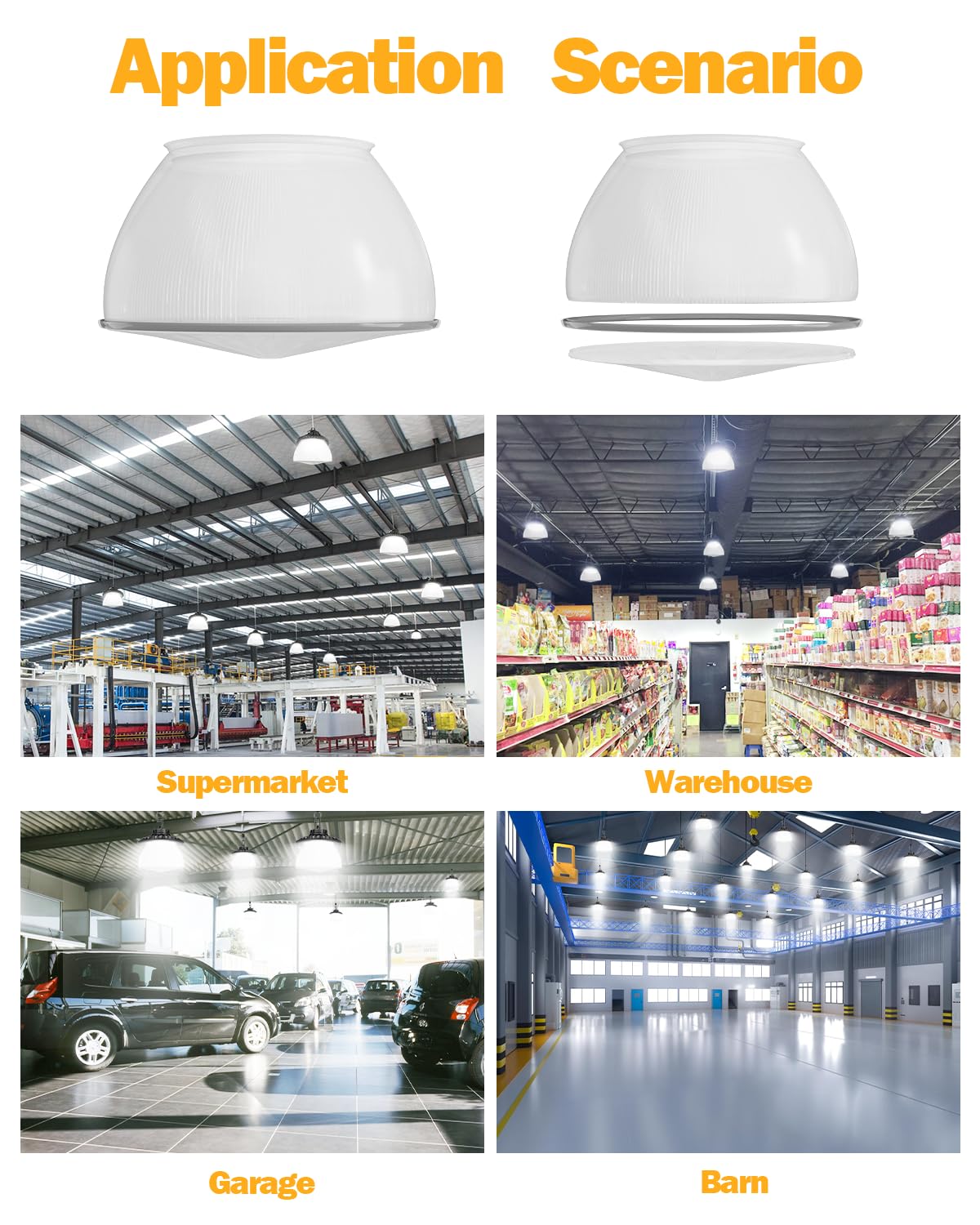 JC-LGL 90 Degree PC Reflector UFO LED High Bay Light 150W