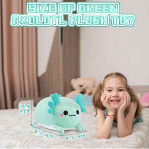 Axolotl Plush-9.1'' Axolotl Plush Pillow, Green Kawaii Axolotl Plushies, Axolotl Anime Plush Stuffed Animals Cute Plush Axolotl Stuff Plushie Stuffed Pillows,Birthday Gift for Kids Girls Boys