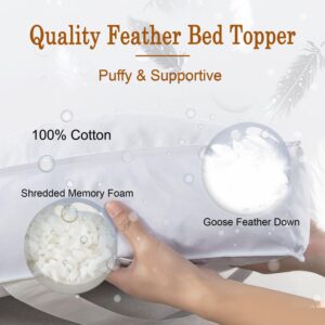 WhatsBedding 5 Inch Goose/Duck Feather Bed, Extra Thick Mattress Topper Twin Size, 100% Cotton 2500 GSM Overfilled Pillow Top, Hotel Collection Mattress Topper, 39x75 in