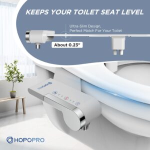 HOPOPRO Bidet Attachment for Toilet, Non-Electric Bidet Ultra-Slim Dual Nozzle (Feminine/Rear Wash), Fresh Cold Water Sprayer Bidets for Existing Toilets with Adjustable Pressure Control 1-Min Install