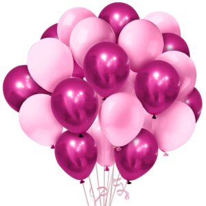 katchon, 60pc chrome pink balloons set, 12inch, pack of 2 | pink party decorations & pink graduation decorations