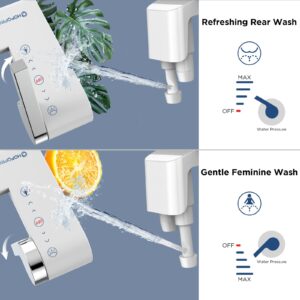 HOPOPRO Bidet Attachment for Toilet, Non-Electric Bidet Ultra-Slim Dual Nozzle (Feminine/Rear Wash), Fresh Cold Water Sprayer Bidets for Existing Toilets with Adjustable Pressure Control 1-Min Install