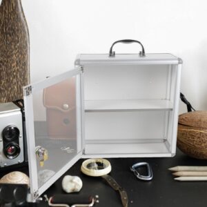 Healeved Box Box Medicine Equipment Medicine Case Visible Locking Case Wall Hanging Medicine Container Community Supplies Community Accessories Storage Box Wall-Mounted Metal