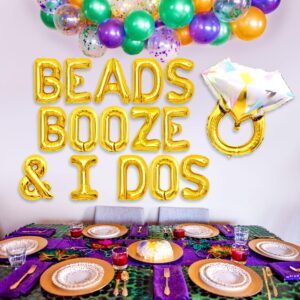 41 PCS Beads Booze & I Dos Balloons Sign Mardi Gras Party Decorations Mardi Gras Balloons New Orleans Bridal Shower Decorations Bachelorette Party Decorations