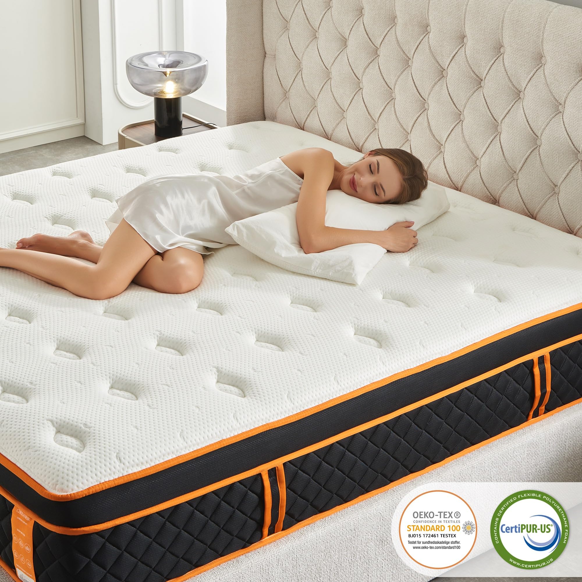 CHRIXANEIR King Mattress 14 Inch, Hybrid Mattress, Medium Firm Gel Memory Foam Euro Top Mattress in a Box and Pocket Springs, CertiPUR-US Certified, Balance Support & Pain-Relief