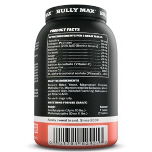 Bully Max 2-in-1 Puppy Vitamins - 30 Chewable Tablets for Development and Growth of Puppies - Dog Treats, Vitamin & Supplements for Small Dogs & Large Breed Growing Pups - Can Be Used as Food Topper