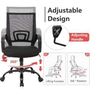 PayLessHere Office Chair Computer Chair Ergonomic Cheap Desk Chair Adjustable Comfortable Mid Back Task Rolling Swivel Chair with Lumbar Support for Home Office Desk, Black