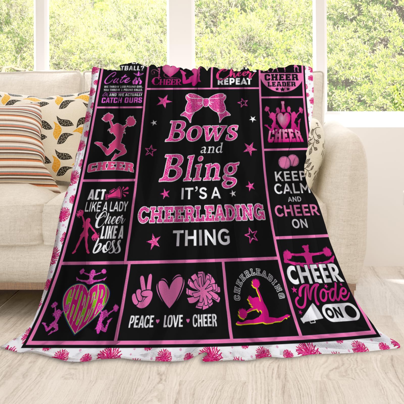 Shuwekk Flannel Cheerleader Gift Blanket, 50"x40"