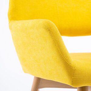 YEEFY Desk Chair No Wheels Vanity Chair Makeup Chair Comfy Accent Chair for Living Dining Room Bedroom Home Office Mid Century Modern Upholstered Arm Chair Sofa Chair (Yellow, 1)