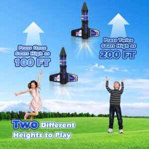 Demolike Rocket Launcher for Kids Automatic Launch 200 Feet Air Rocket Toy for Boy 10 Years Old Air Rocket with Safety Parachute and LED Outdoor Rocket Kits Toys Gifts for Kids Age 5 6 7 8 9 10 11 12