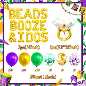 41 PCS Beads Booze & I Dos Balloons Sign Mardi Gras Party Decorations Mardi Gras Balloons New Orleans Bridal Shower Decorations Bachelorette Party Decorations