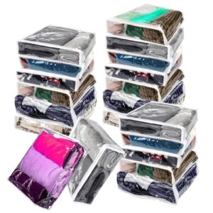 20pcs clear vinyl zippered storage bags, plastic storage bags for blankets sweater clothes bed sheet organizer with zipper for closet sweater bed sheet pillow