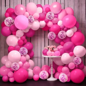 katchon, pink balloon arch kit for baby shower decorations - 12 inch, pack of 140 | confetti light pink balloon garland for pink party decorations | princess balloon arch for pink birthday decorations