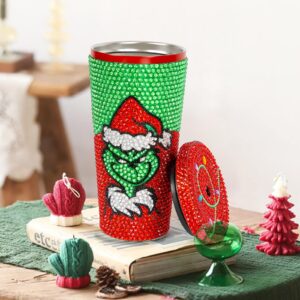 Joyseller Bling Christmas Gift Rhinestone Christmas Tumbler, 20oz Stainless Steel Insulated Tumbler with Lid, Christmas Travel Coffee Mug for Womens/Mens Gift