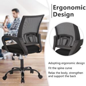 PayLessHere Office Chair Computer Chair Ergonomic Cheap Desk Chair Adjustable Comfortable Mid Back Task Rolling Swivel Chair with Lumbar Support for Home Office Desk, Black