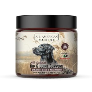 all american canine hip & joint support soft chews for dog - supplement help reduce painful inflammation with glucosamine & chondroitin - reduces inflammation joint flexibility & joint mobility - 12oz