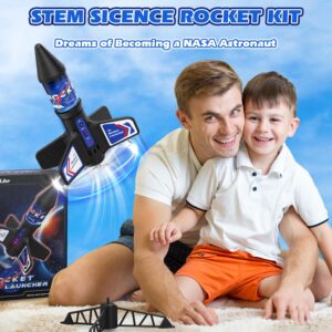 Demolike Rocket Launcher for Kids Automatic Launch 200 Feet Air Rocket Toy for Boy 10 Years Old Air Rocket with Safety Parachute and LED Outdoor Rocket Kits Toys Gifts for Kids Age 5 6 7 8 9 10 11 12