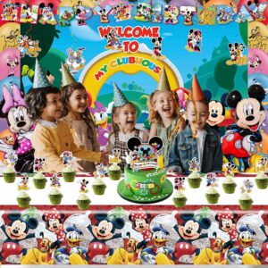 Mouse Birthday Party Decorations, Mouse Birthday Party Supplies Include Banner, Hanging Swirls, Latex Balloons, Foil Balloons, Backdrop, Tablecloth, Mouse Party Favors Party Gifts