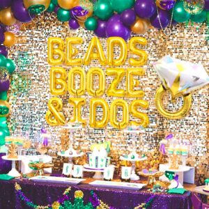 41 PCS Beads Booze & I Dos Balloons Sign Mardi Gras Party Decorations Mardi Gras Balloons New Orleans Bridal Shower Decorations Bachelorette Party Decorations